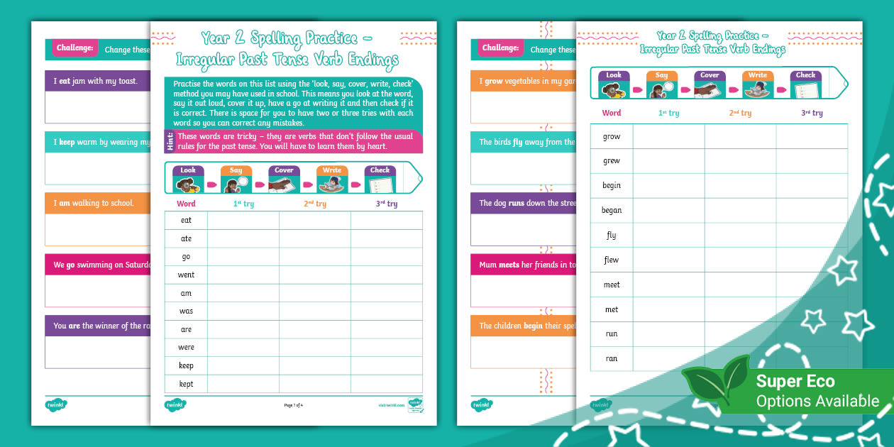 Year 2 Spelling Practice: Irregular Past Tense Verb Endings