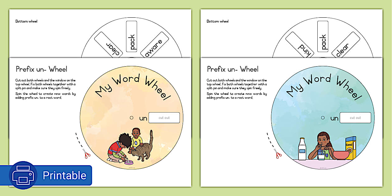 Prefix un- Word Wheel | Prefixes And Suffixes | South Africa