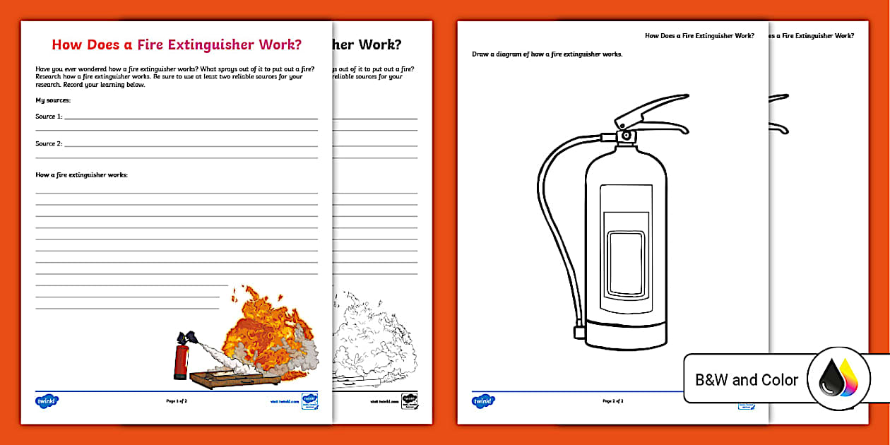 How a Fire Extinguisher Works Research Worksheet - Twinkl