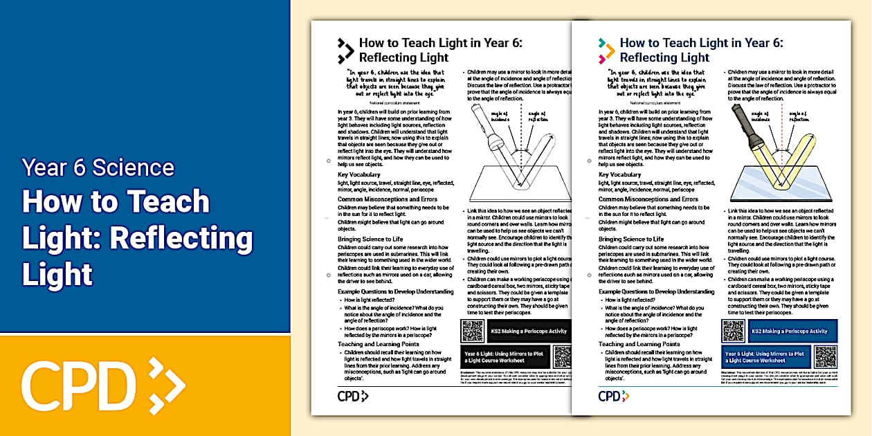 How to Teach Light in Year 6: Reflecting Light - Twinkl
