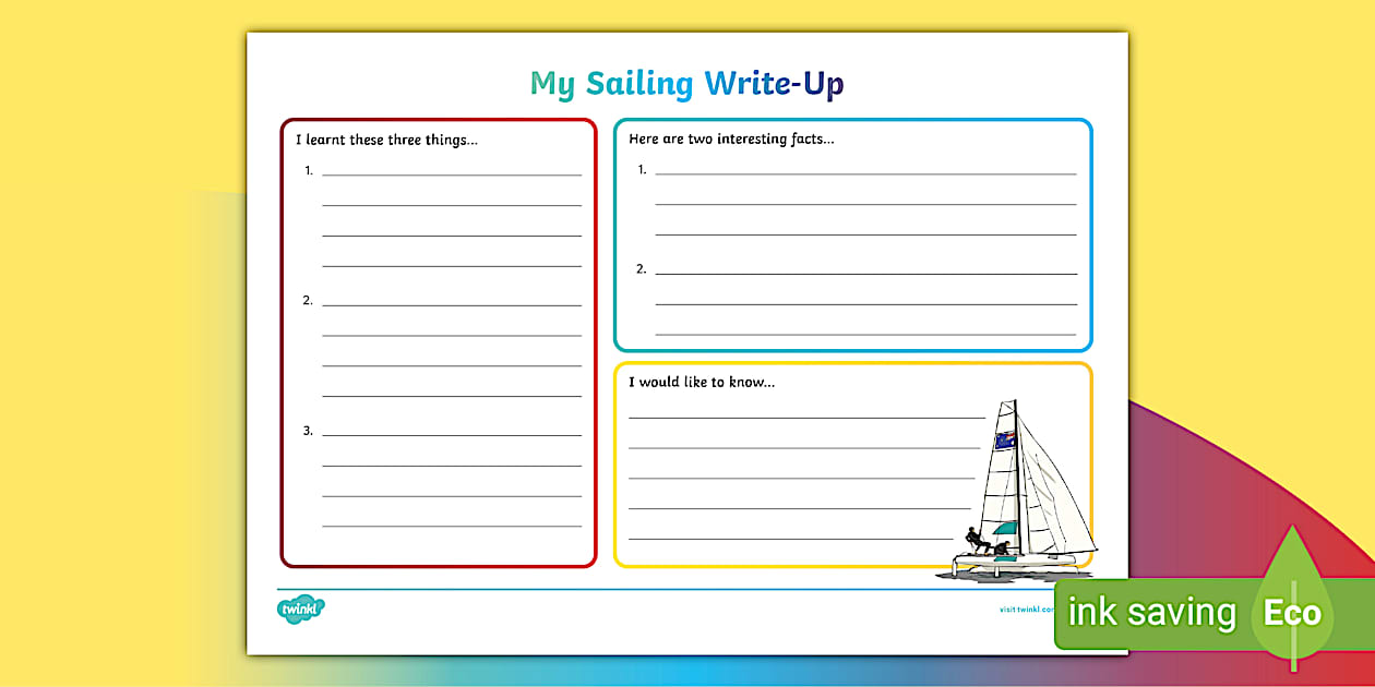 Sailing Write Up Worksheet (Lehrer gemacht) - Twinkl