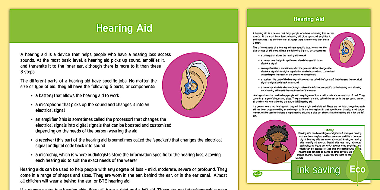 Hearing Aid Information Guide (teacher made) - Twinkl