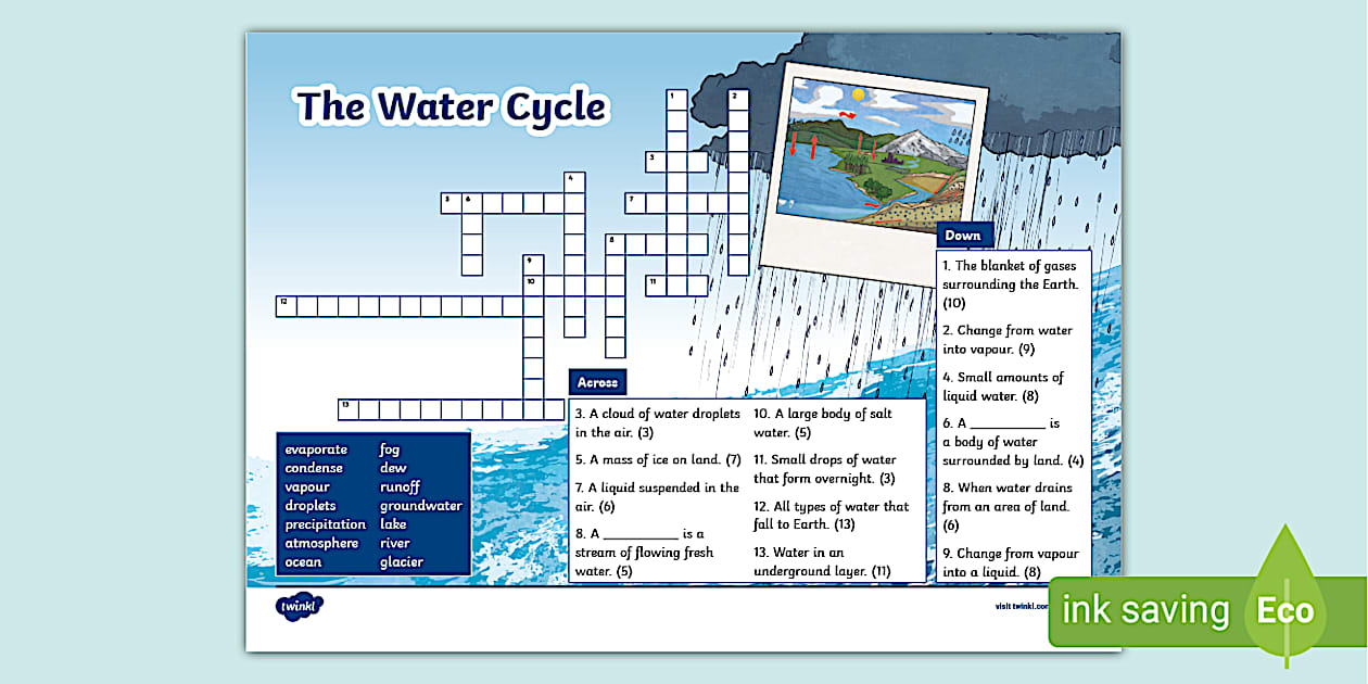 Water Cycle Crossword (teacher made) - Twinkl