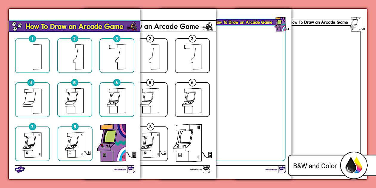 How To Draw an Arcade Game Worksheet (teacher made) - Twinkl