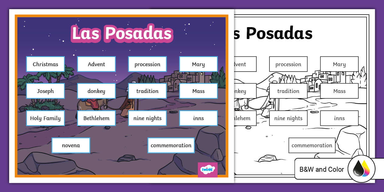 Las Posadas Vocabulary Mat for 3rd-5th Grade