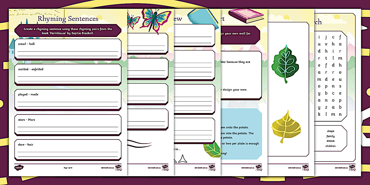 Book Week Activity Booklet to Support Teaching of Farmhouse