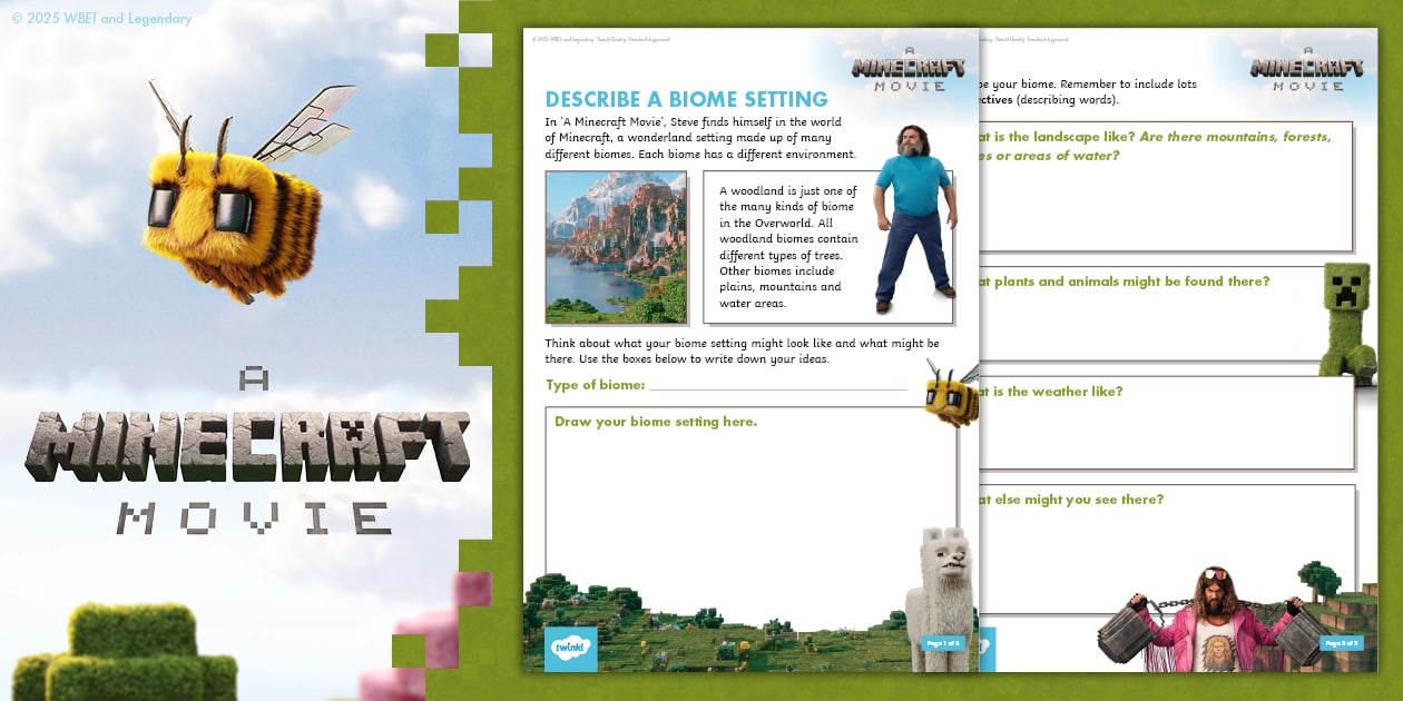 FREE! - A Minecraft Movie: Describe a Biome Setting Pack [Ages 5-7]