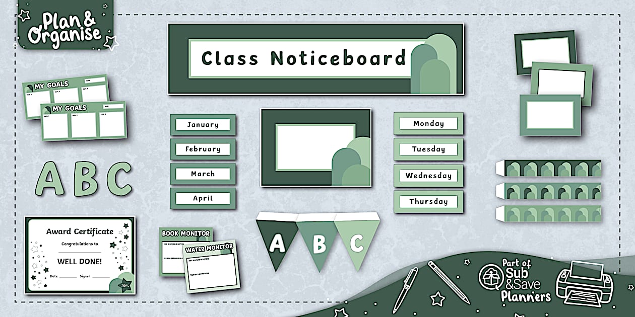 Sage Arches | Classroom Display Pack | Teacher Planner Matching Resources