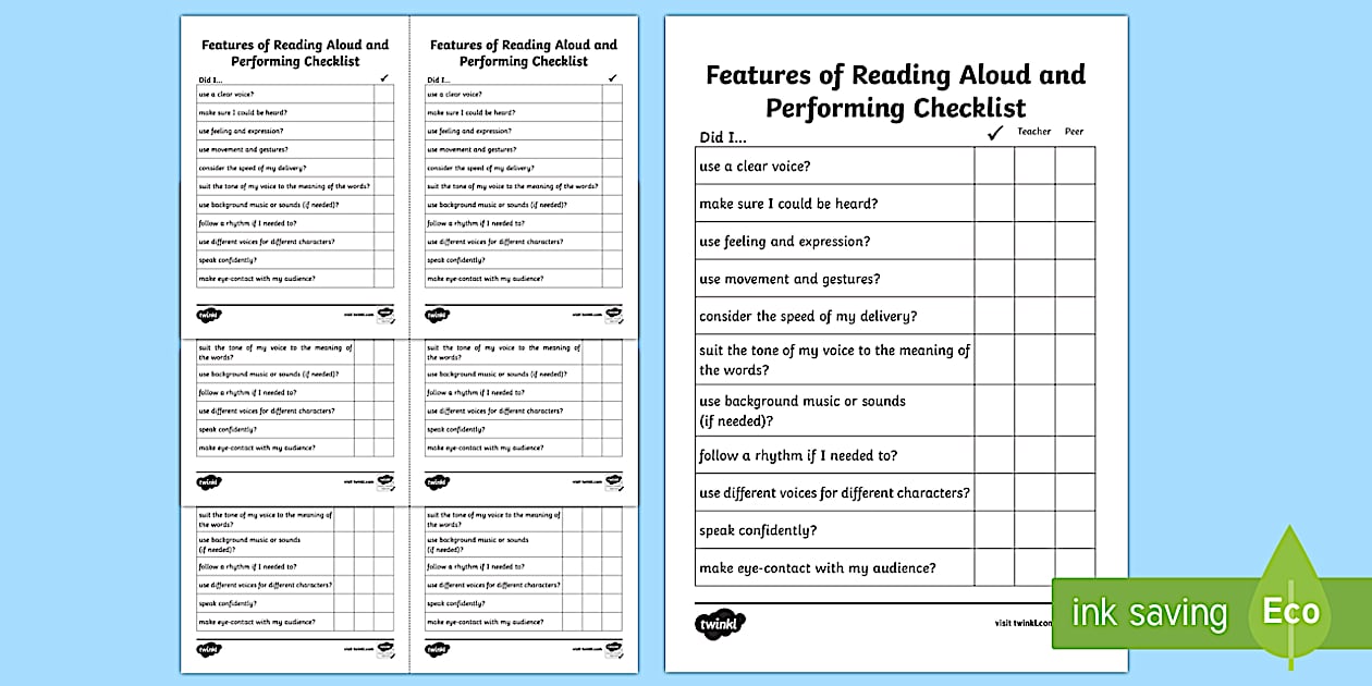 Key Features of Performance Poetry KS2 Checklist - Twinkl