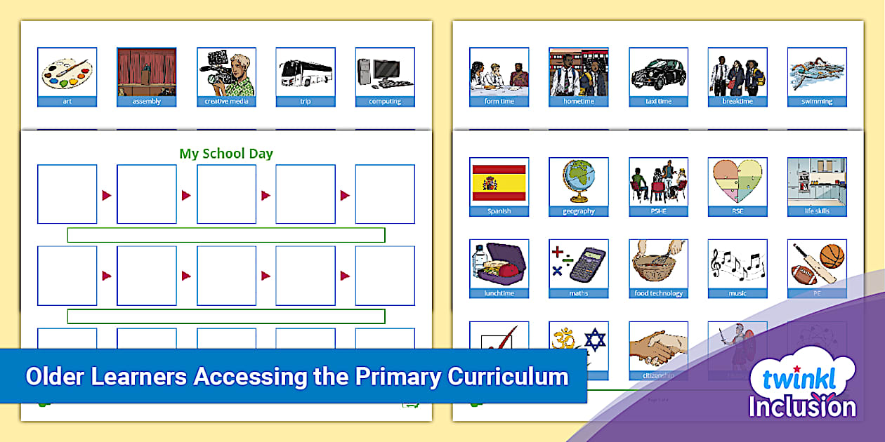 Older Learners: Individual Visual Timetable Template