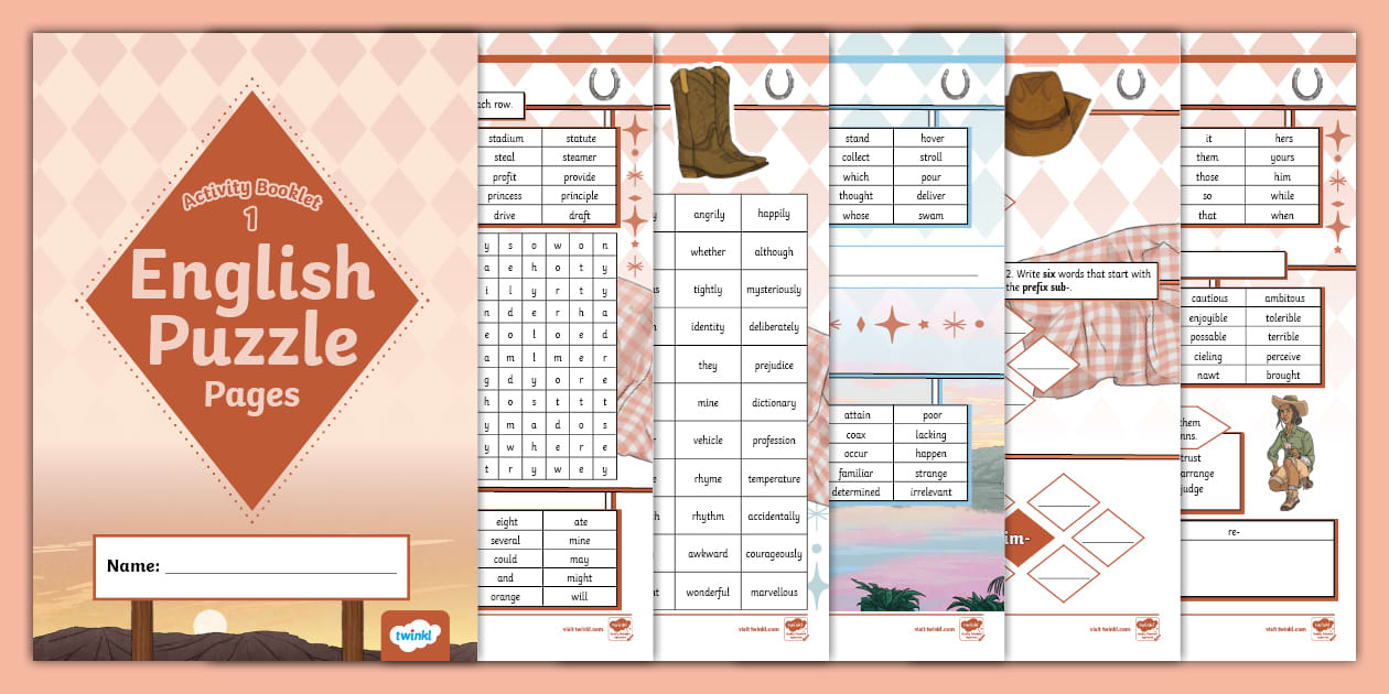 UKS2 English Puzzle Pages Activity Booklet 1 (teacher made)
