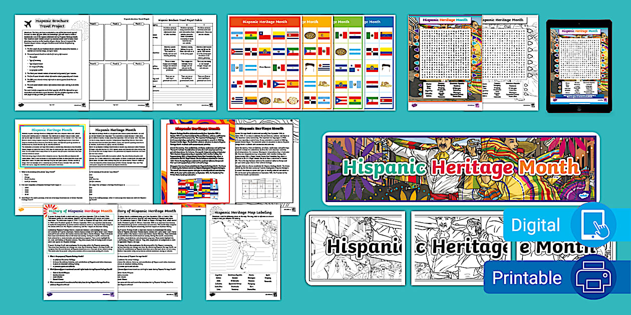 Hispanic Heritage Month Activity Pack for 6th-8th Grade