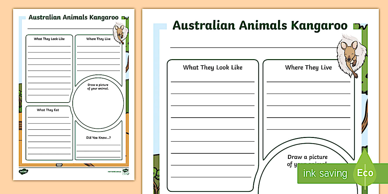 TAS Australian Animals Kangaroo Report Writing Plan - Twinkl