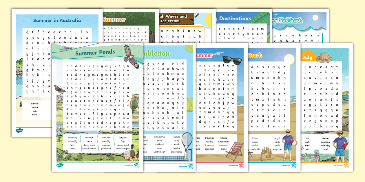 Summer-Themed Word Searches KS2 Pack (Teacher-Made) - Twinkl