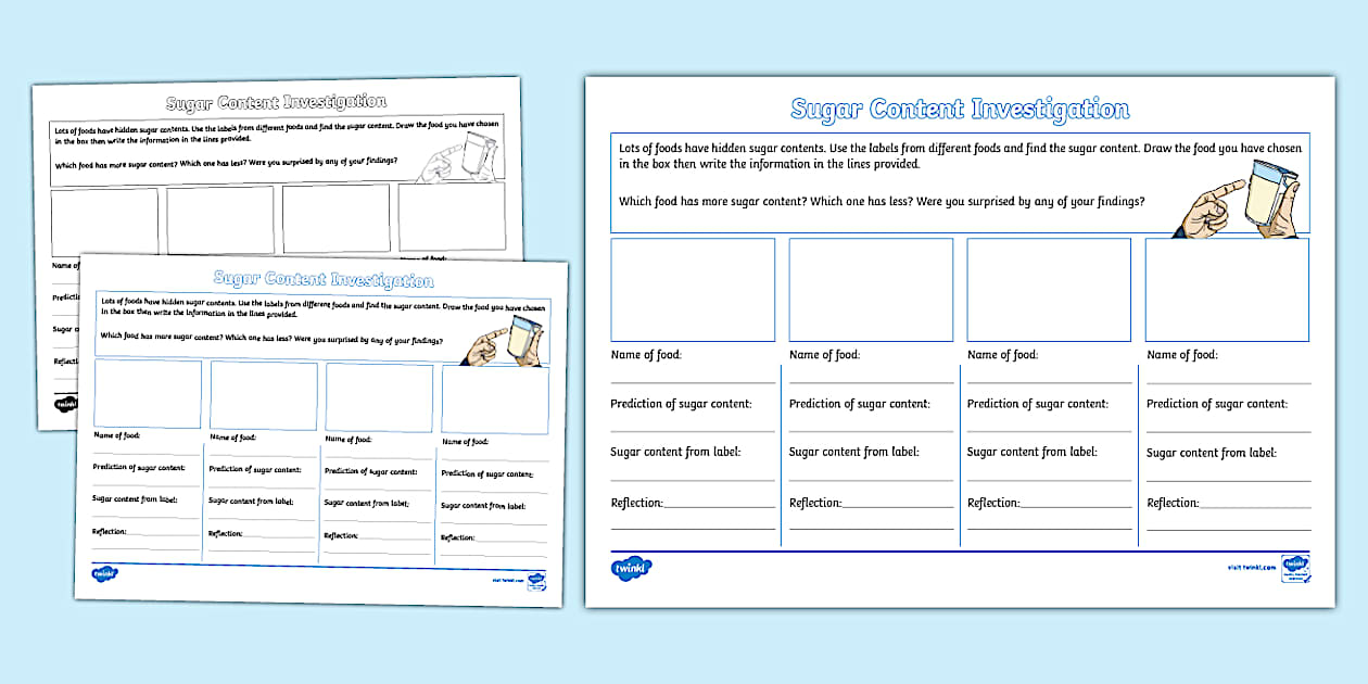 Sugar Content Investigation Worksheet (teacher made)