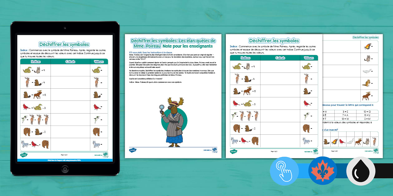 Solving Symbols - A Miss Maple Moose-tery - French - Twinkl