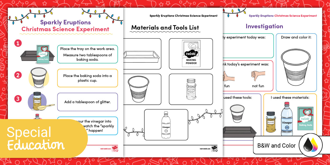 Sparkly Eruptions Simple Christmas Science Experiment for SPED