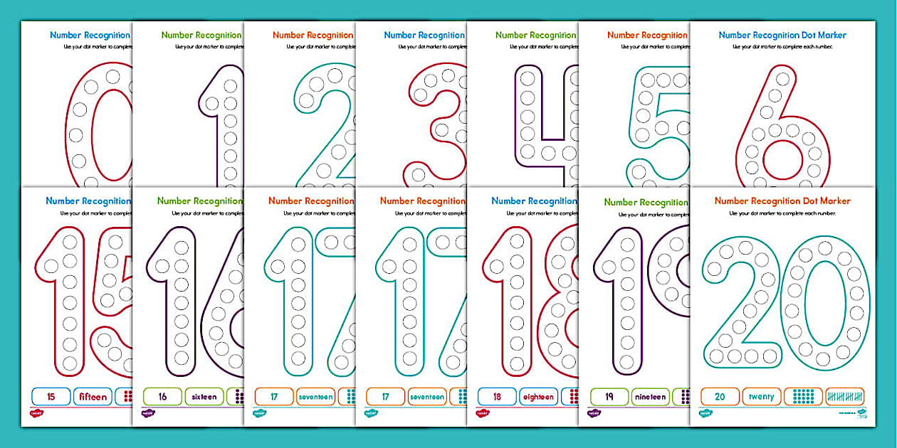 Number Recognition 0-20 Dot Marker Worksheet / Worksheets