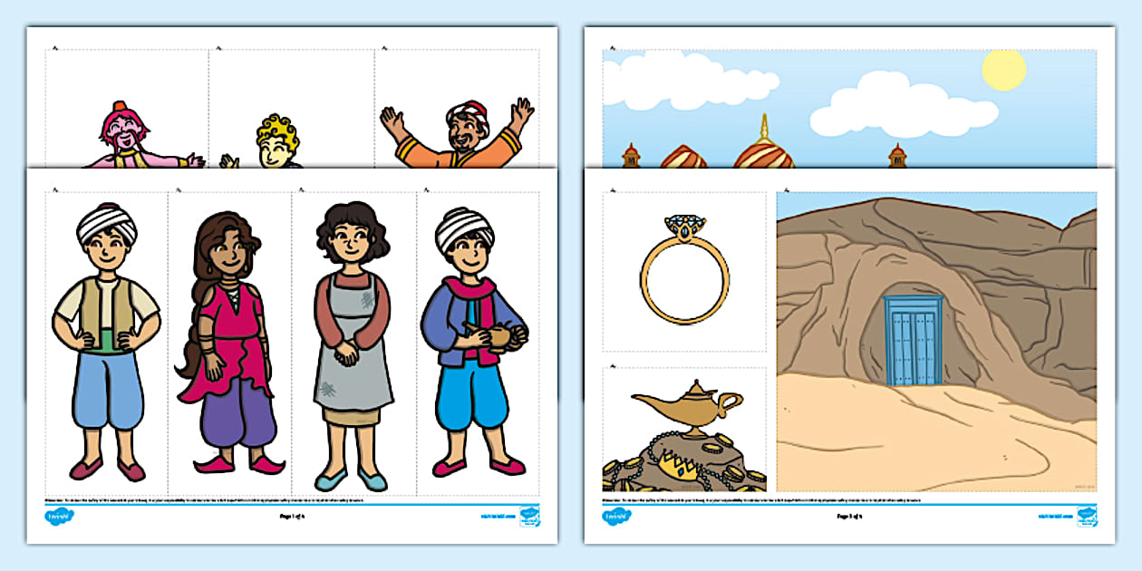 Aladdin Stick Puppets (teacher made) - Twinkl