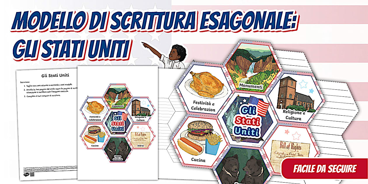 Modello di scrittura esagonale: Gli Stati Uniti