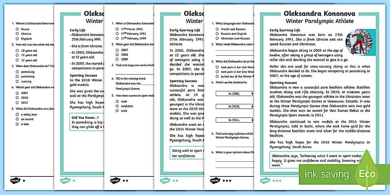 KS1 Oleksandra Kononova 2018 Winter Paralympic Athlete Differentiated ...