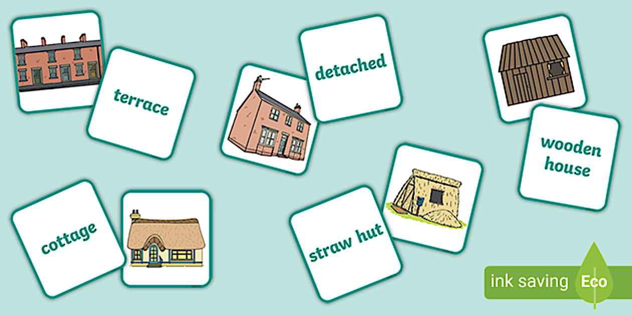 Houses and Homes Matching Cards (teacher made) - Twinkl