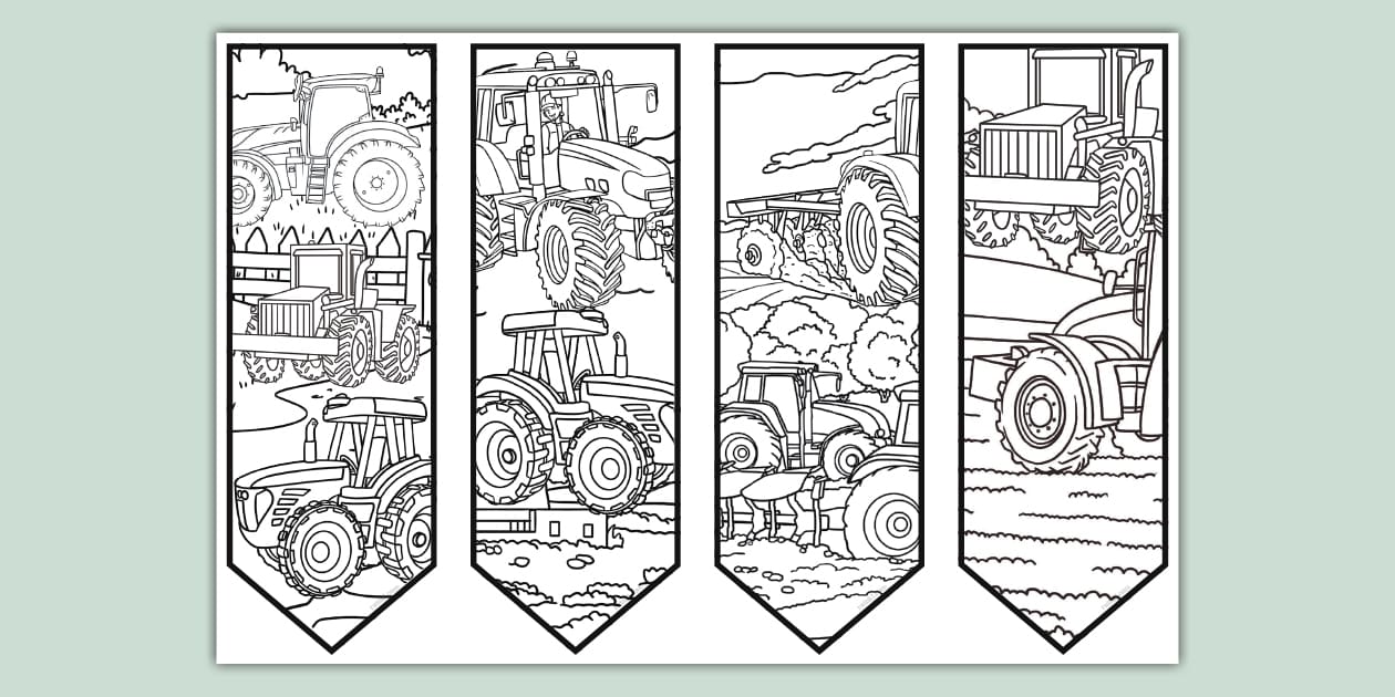 Tractors Colouring Bookmarks (teacher made) - Twinkl