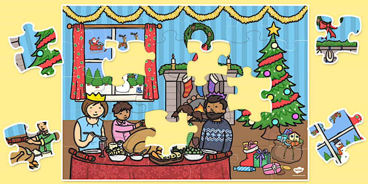 Giant Christmas Jigsaw Puzzle (teacher made) - Twinkl