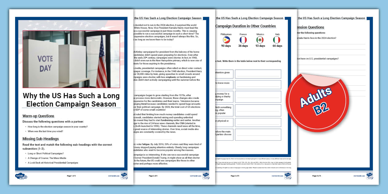 ESL Why the US Has Such a Long Election Campaign Season [Adults, B2]
