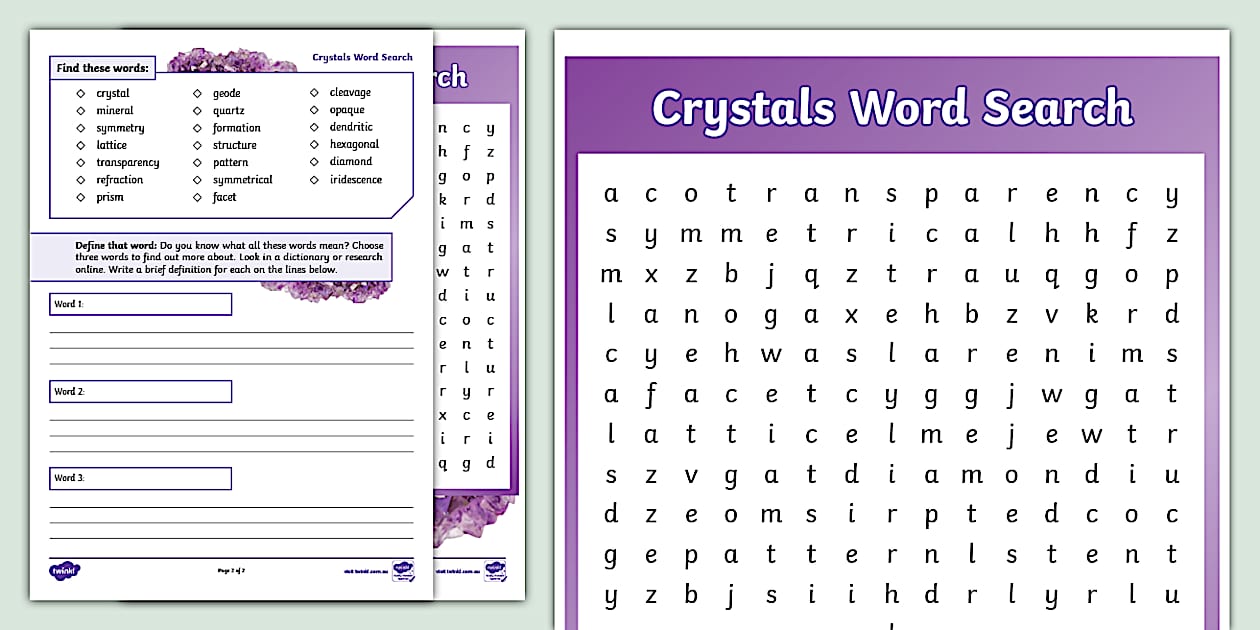 Crystals Word Search (teacher made) - Twinkl