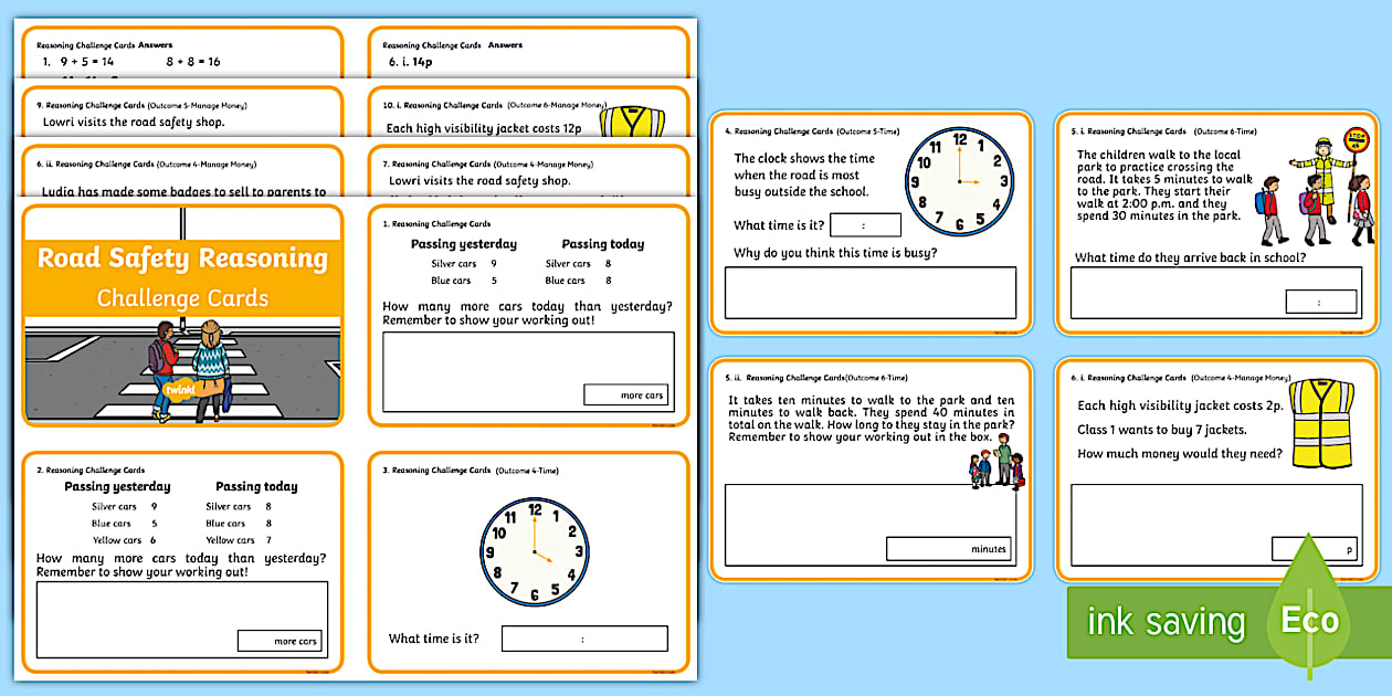 Year 1 and 2 Road Safety Reasoning Challenge Cards - Twinkl