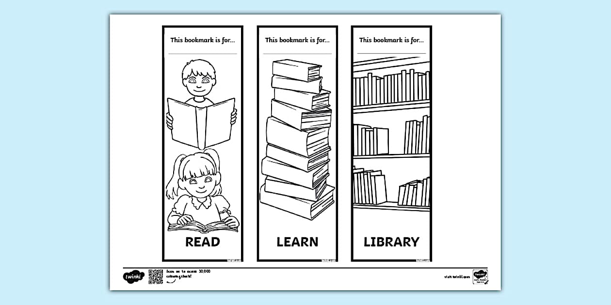 Library Bookmarks to Colour - Primary Resources - Twinkl