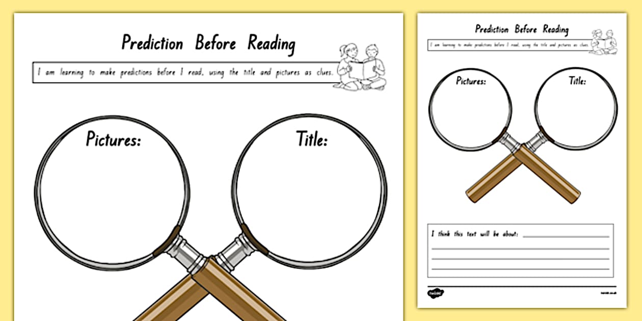 Prediction Before Reading Worksheet/guided reading worksheet