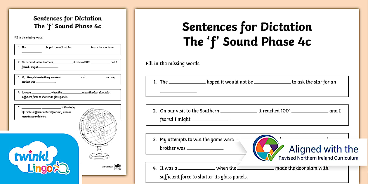 Linguistic Phonics Phase 4c 'f' Dictation Sentences Teacher Worksheet