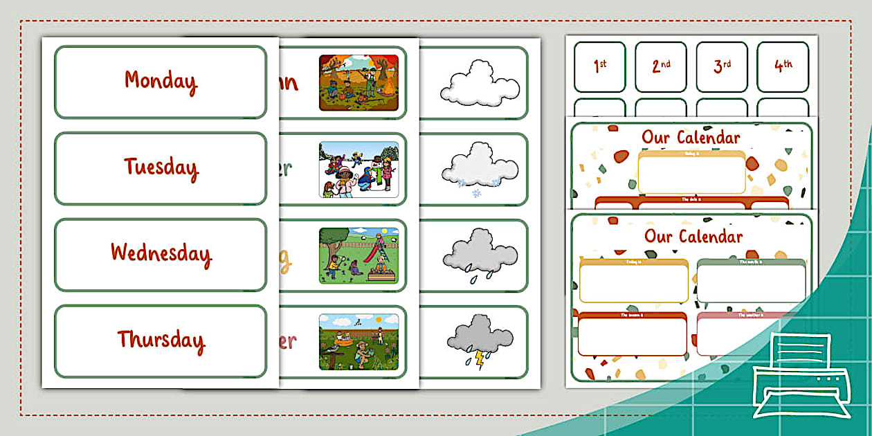 EYFS Spotty Boho Daily Calendar and Weather Chart - Twinkl