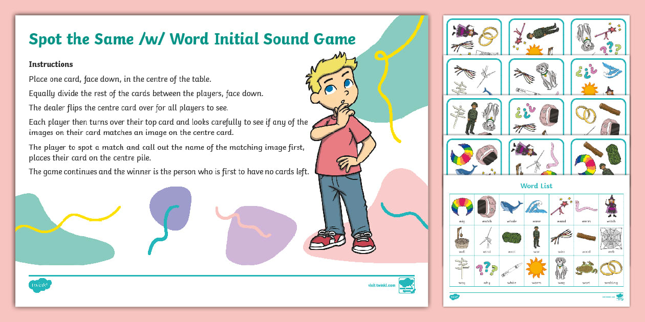 Spot the Same /w/ Word Initial Sound Game - Twinkl