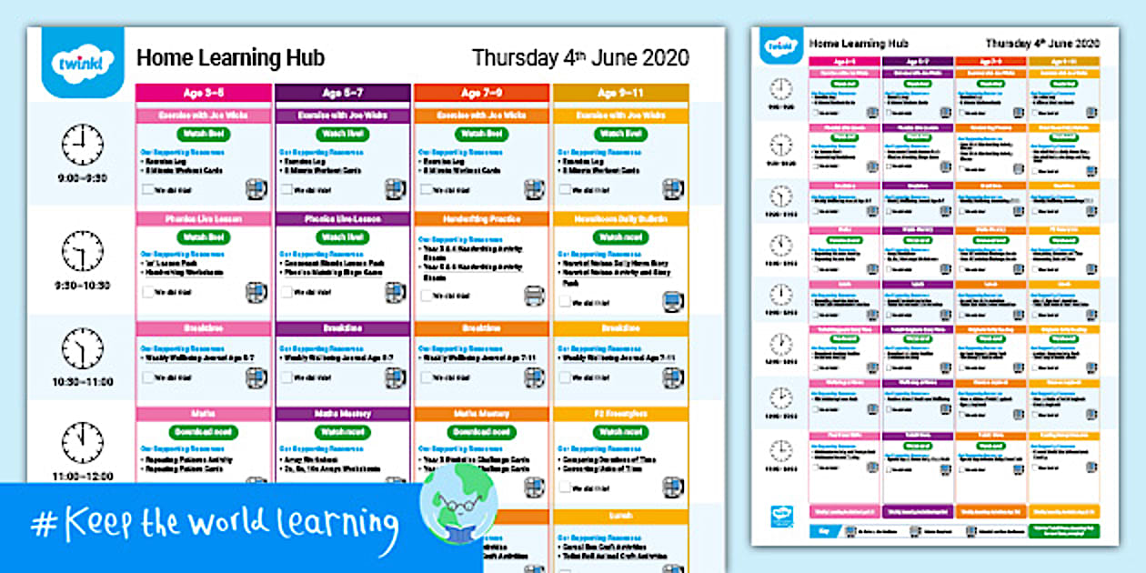 Home Learning Daily Hub Plan Thursday 4th June - Twinkl