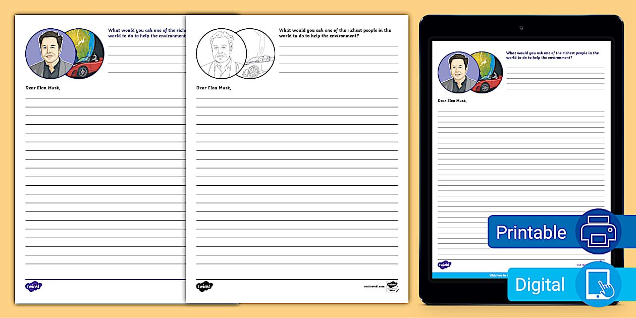 Dear Elon Musk Letter Writing Template (Teacher-Made)