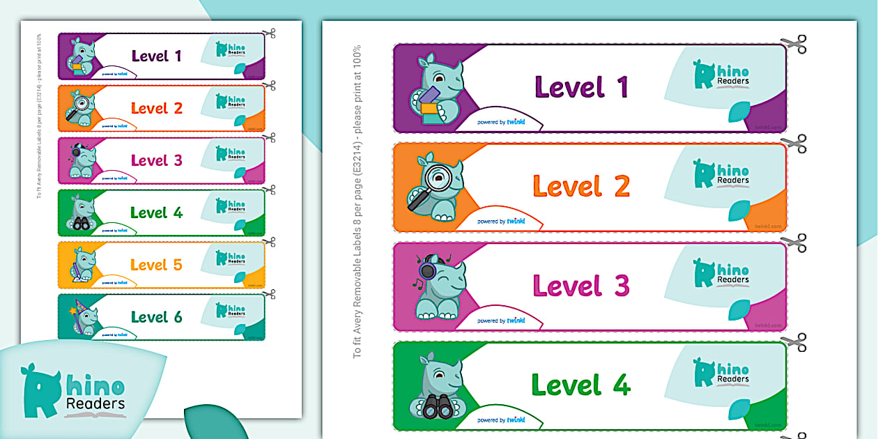 Rhino Readers Tray Labels - All Levels (teacher made)
