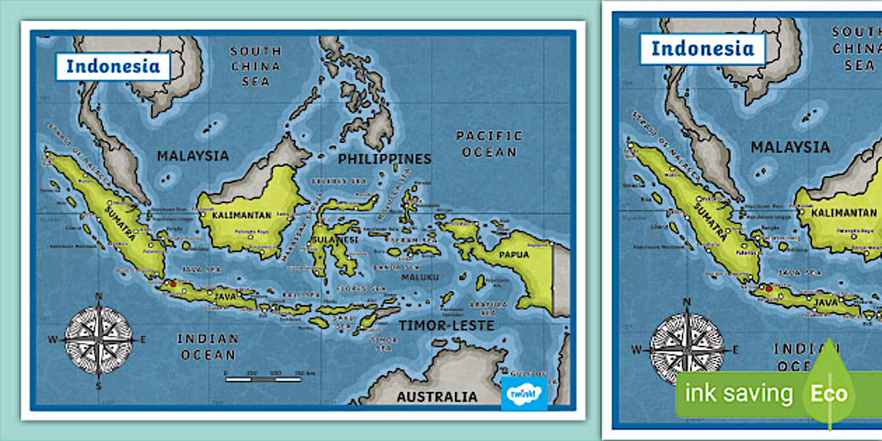 Large Wall Map of Indonesia (teacher made) - Twinkl