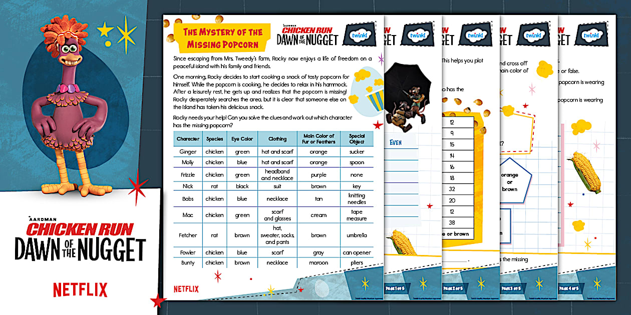 FREE! - Chicken Run: Dawn of the Nugget Missing Popcorn Math Mystery