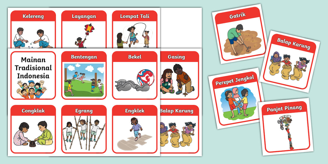Flashcard Mainan Tradisional Indonesia (Teacher-Made)