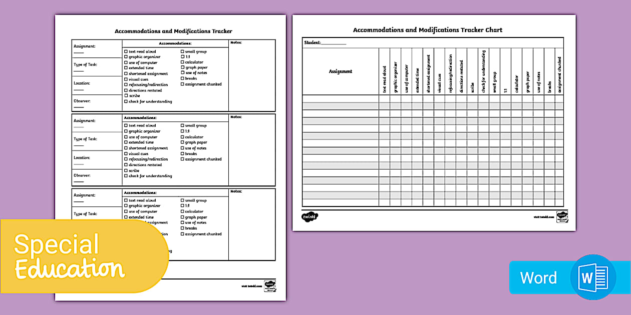 Special Education Accommodations | SPED Tracker | Twinkl USA