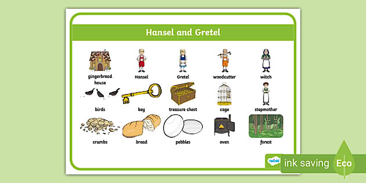 Cursive Hansel and Gretel Word Mat (Images) - Twinkl