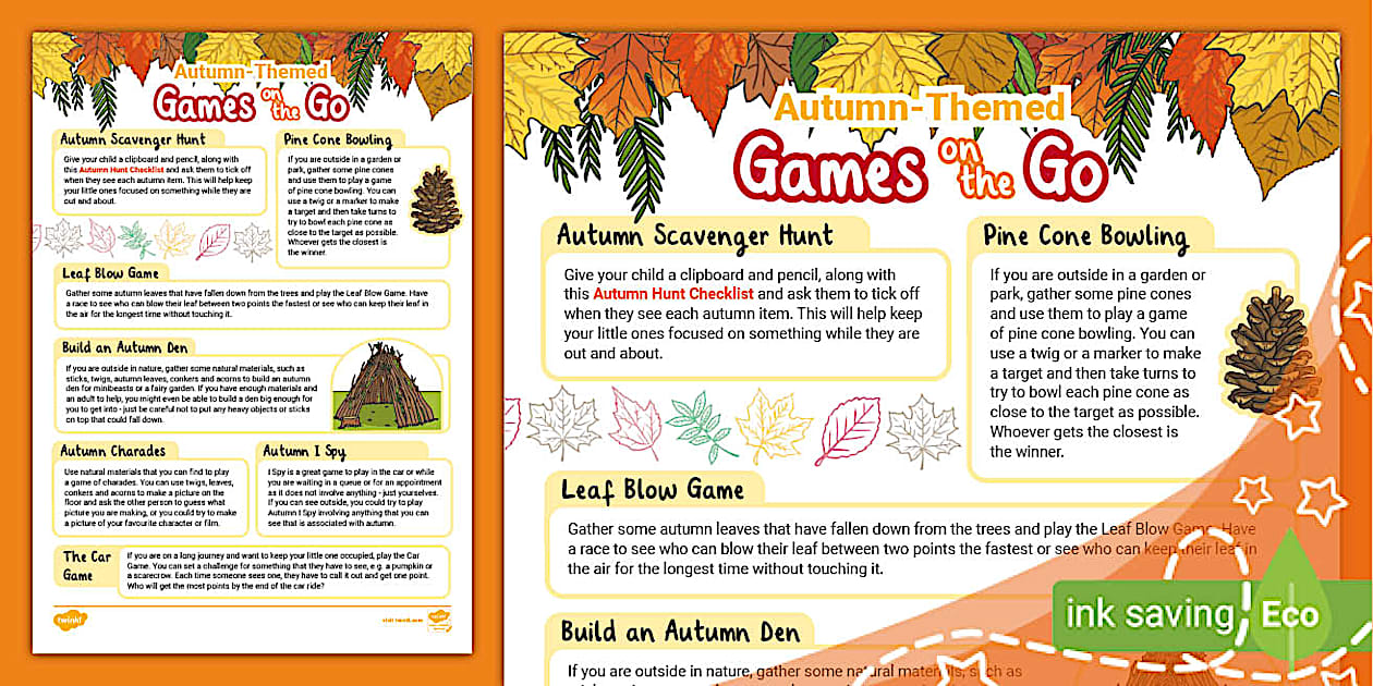 Autumn-Themed Games on the Go (Ages 3-5) (Teacher-Made)