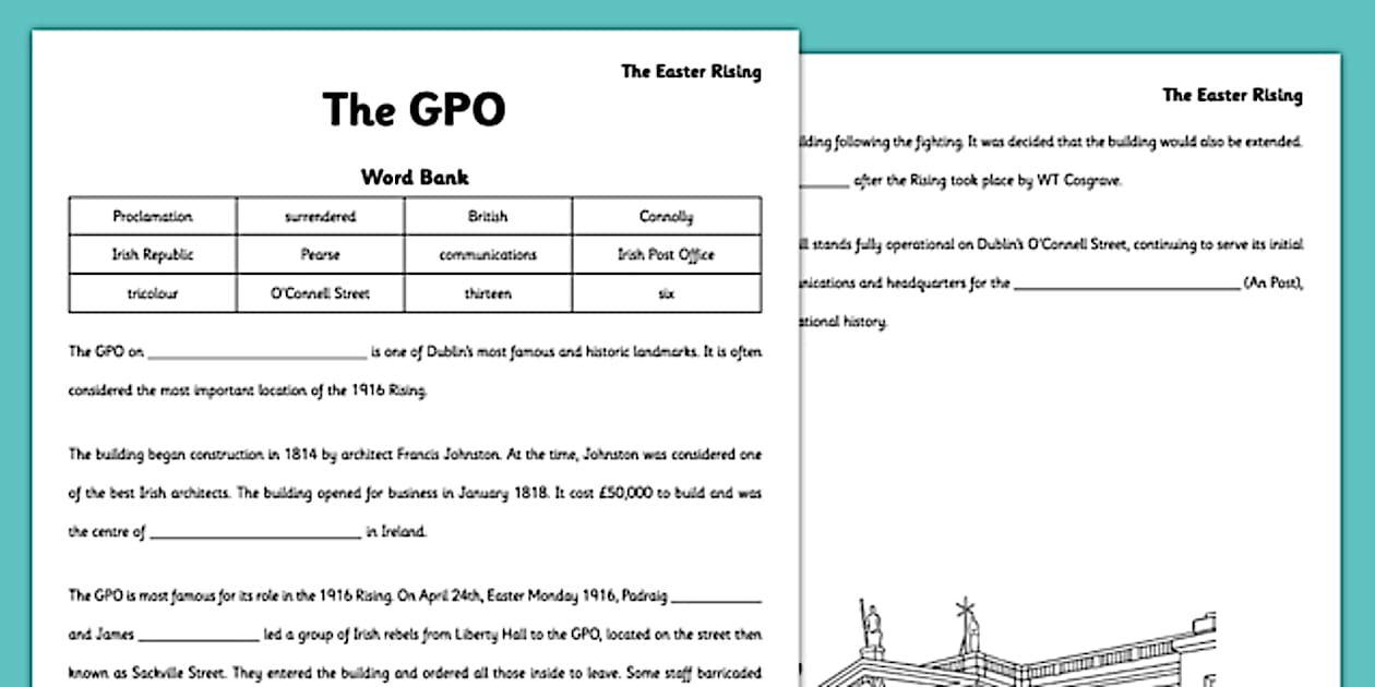 The 1916 GPO Rising Cloze Activity (Teacher-Made) - Twinkl