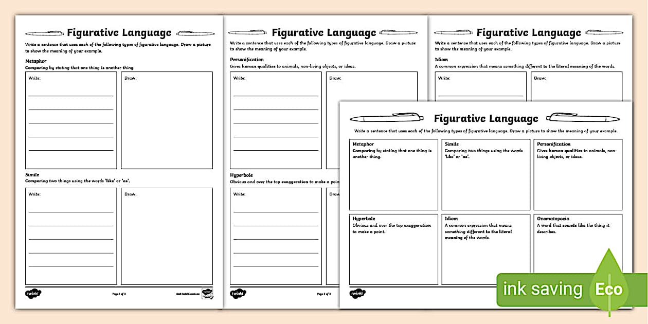 Figurative Language Activity Sheets (Lehrer gemacht)