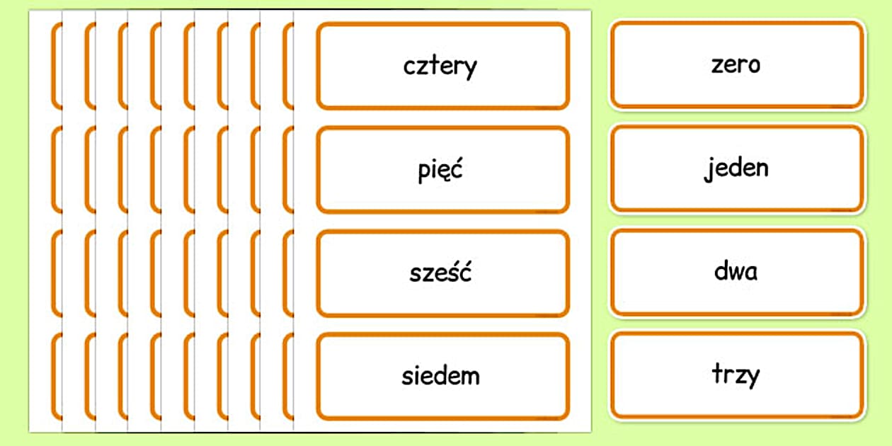 Karty ze słownictwem Liczby 0-100 po polsku - matematyka