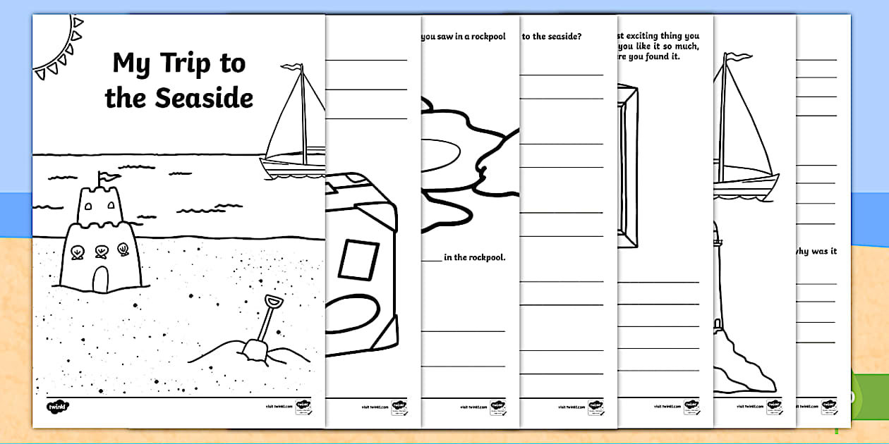 My Trip to the Seaside Scrapbook Writing Frame - Twinkl