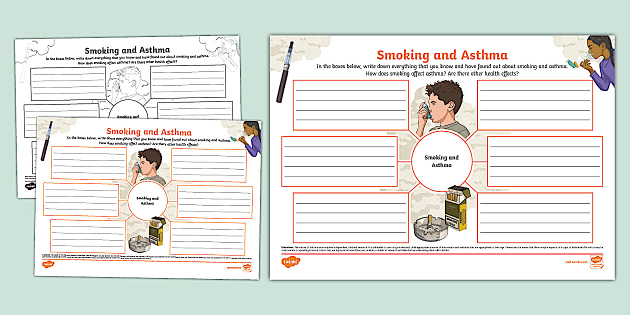 Smoking and Asthma Mind Map (Teacher-Made) - Twinkl